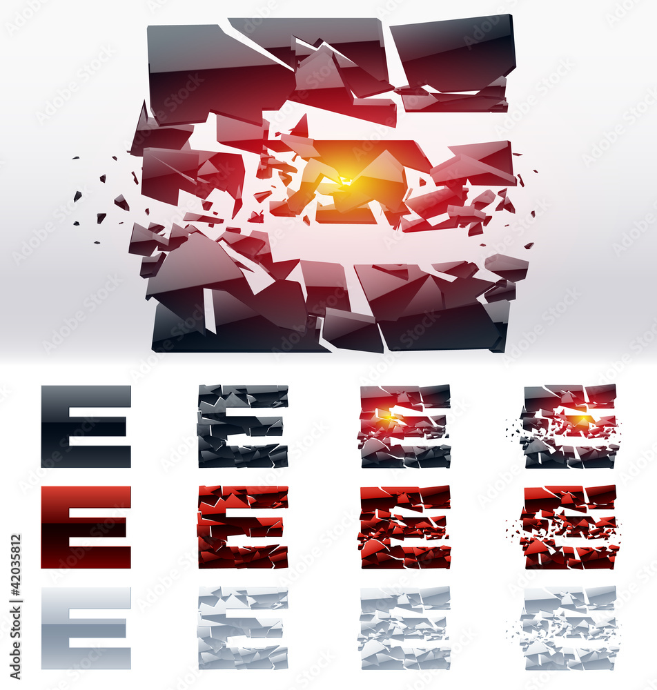 Vector letters set of a broken alphabet. Letter e Stock Vector | Adobe ...