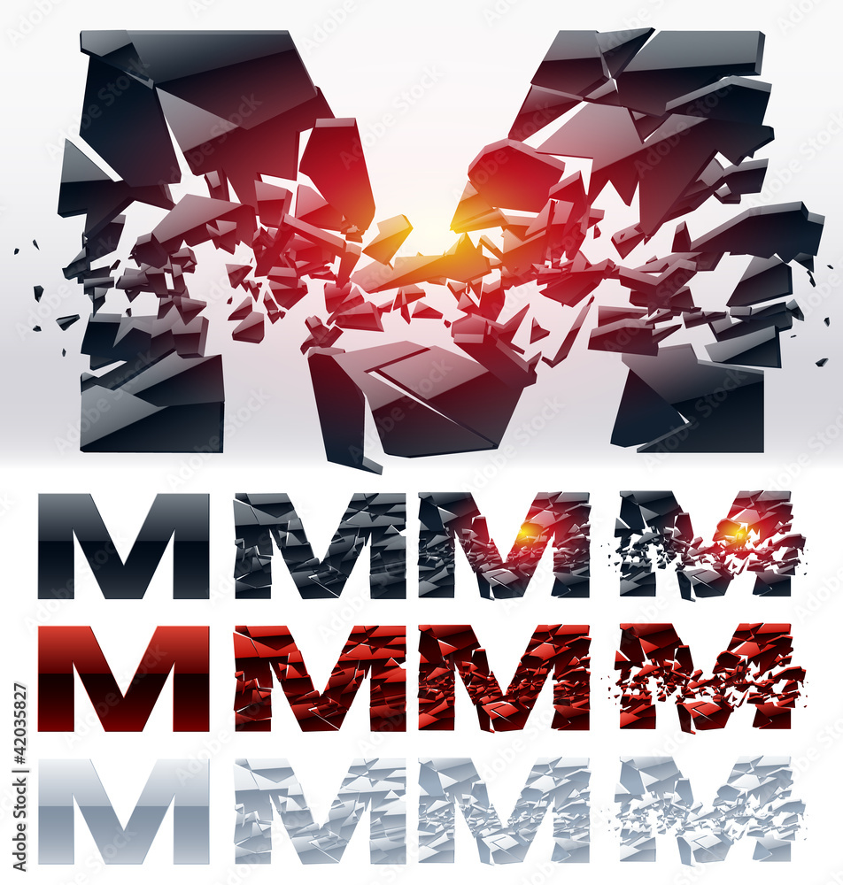 Vector letters set of a broken alphabet. Letter m Stock Vector | Adobe ...