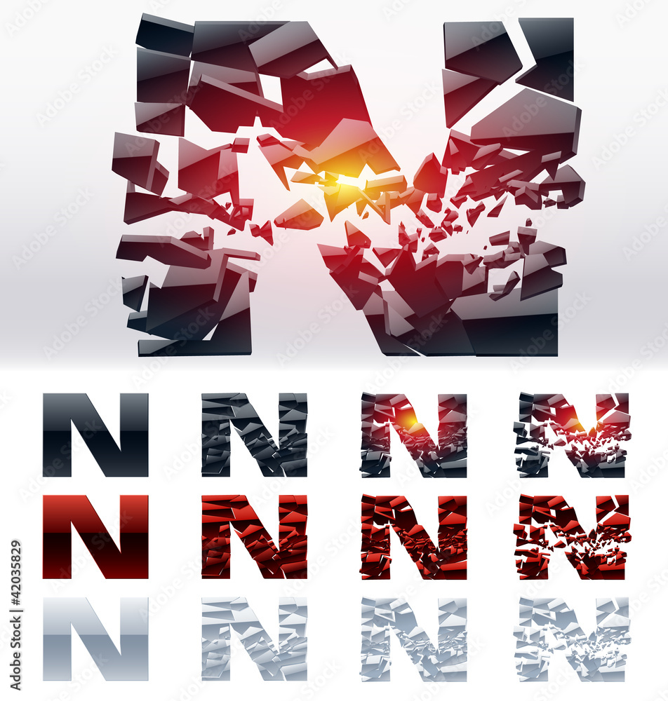 Vector letters set of a broken alphabet. Letter n Stock Vector | Adobe ...
