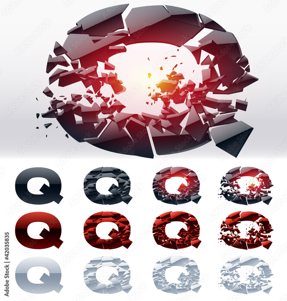 Vector letters set of a broken alphabet. Letter q Stock Vector | Adobe ...