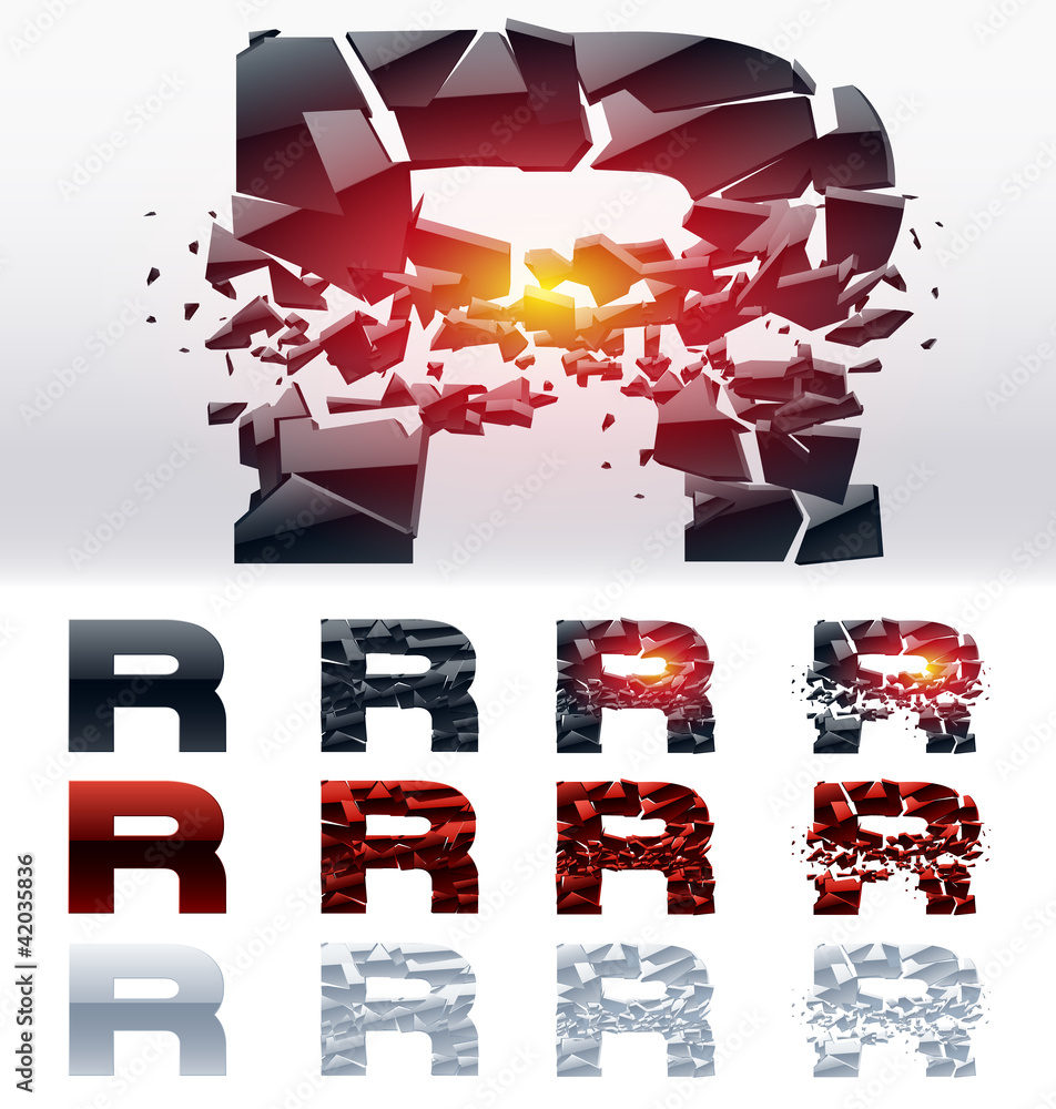 Vector letters set of a broken alphabet. Letter r Stock Vector | Adobe ...