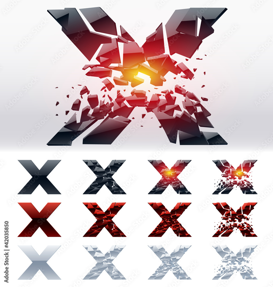 Vector letters set of a broken alphabet. Letter x Stock Vector | Adobe ...