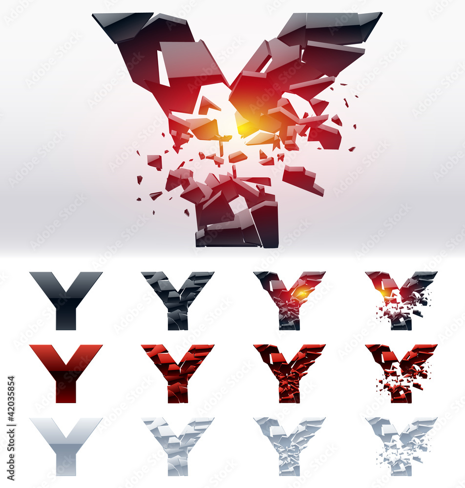 Vector letters set of a broken alphabet. Letter y Stock Vector | Adobe ...