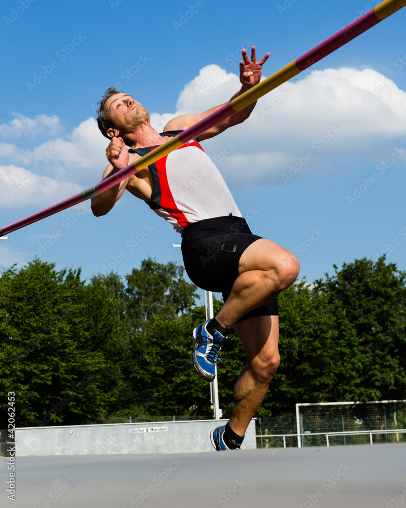 Hochspringer im Absprung Stock-Foto | Adobe Stock