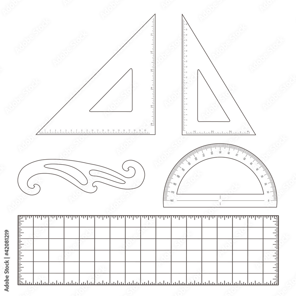 Drafting Tools for architecture, engineering: triangles, rulers Stock ...