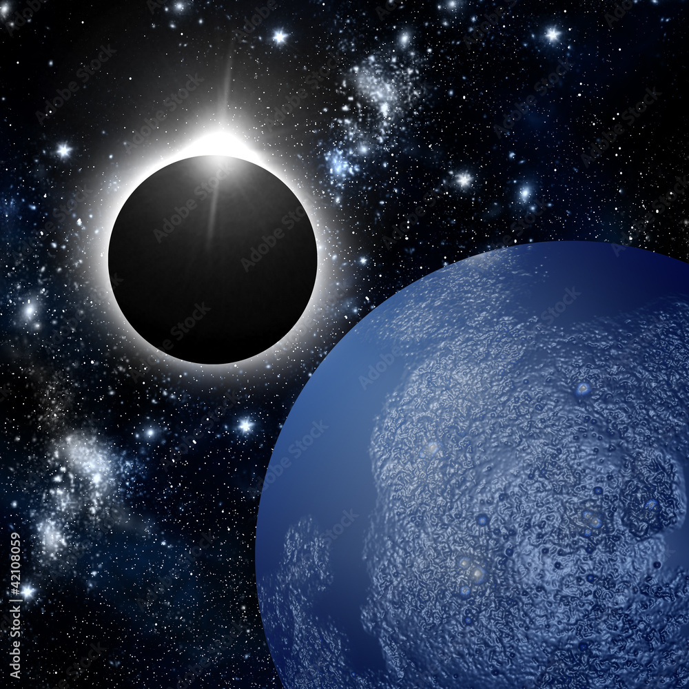 Solar eclipse in the deep space Stock Photo | Adobe Stock