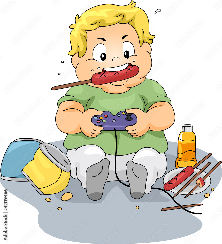 Overweight Gamer Stock Vector | Adobe Stock