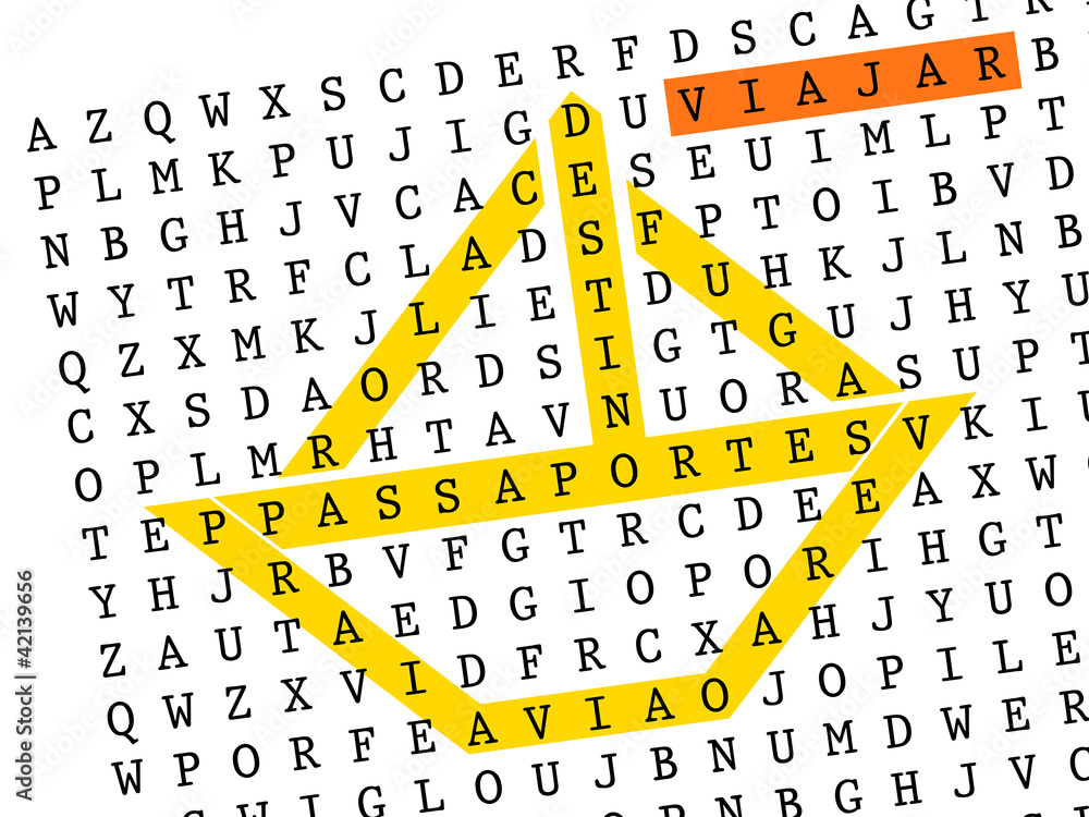Sopa de letras - viajar Stock Illustration | Adobe Stock