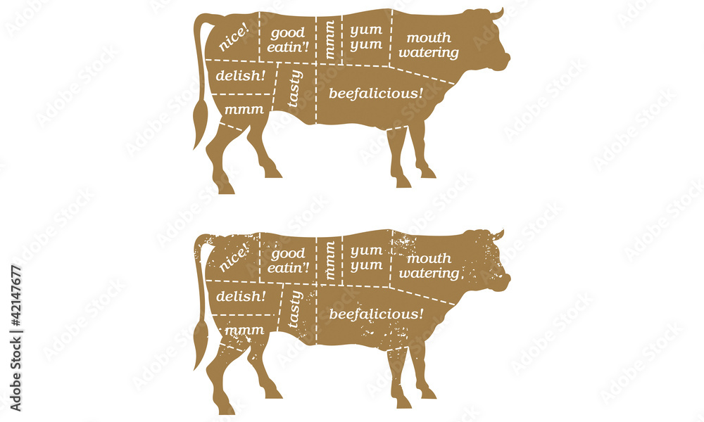 Barbecue Cow Butcher’s Chart Stock Vector | Adobe Stock
