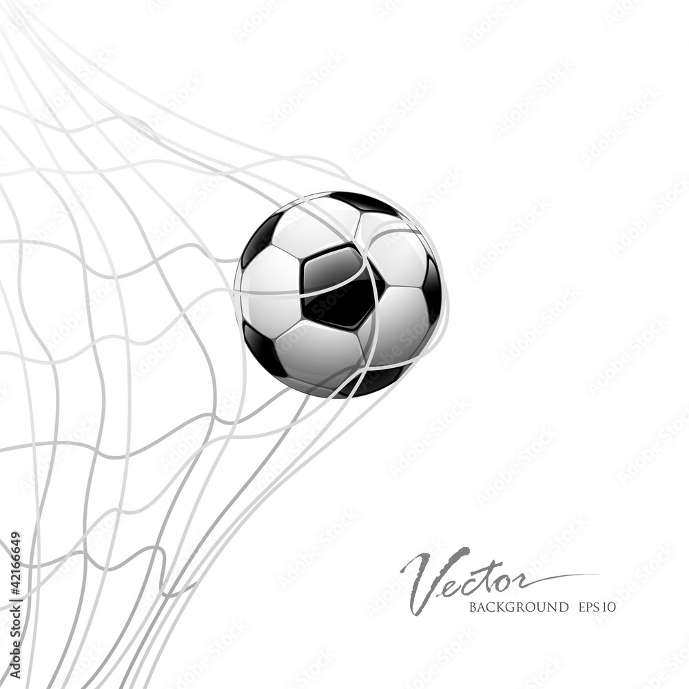 Soccer ball in net. isolated on white background, vector Stock Vector ...