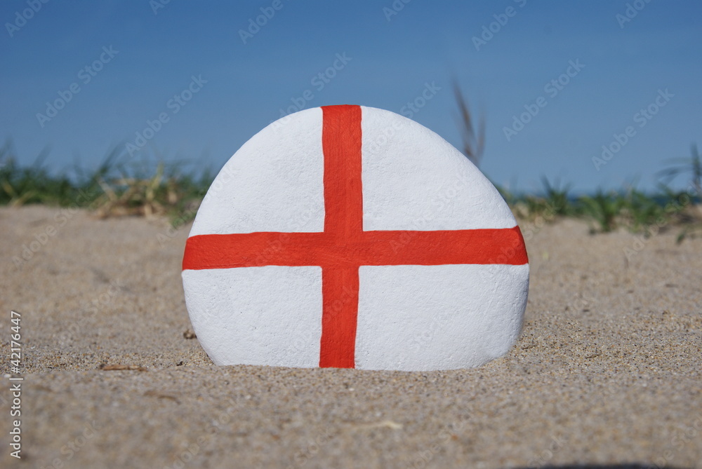 England's flag painted on a stone over the sand Stock Photo | Adobe Stock