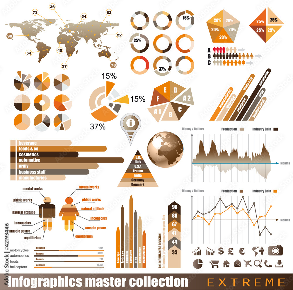 Premium infographics master collection: graphs, histograms... Stock ...