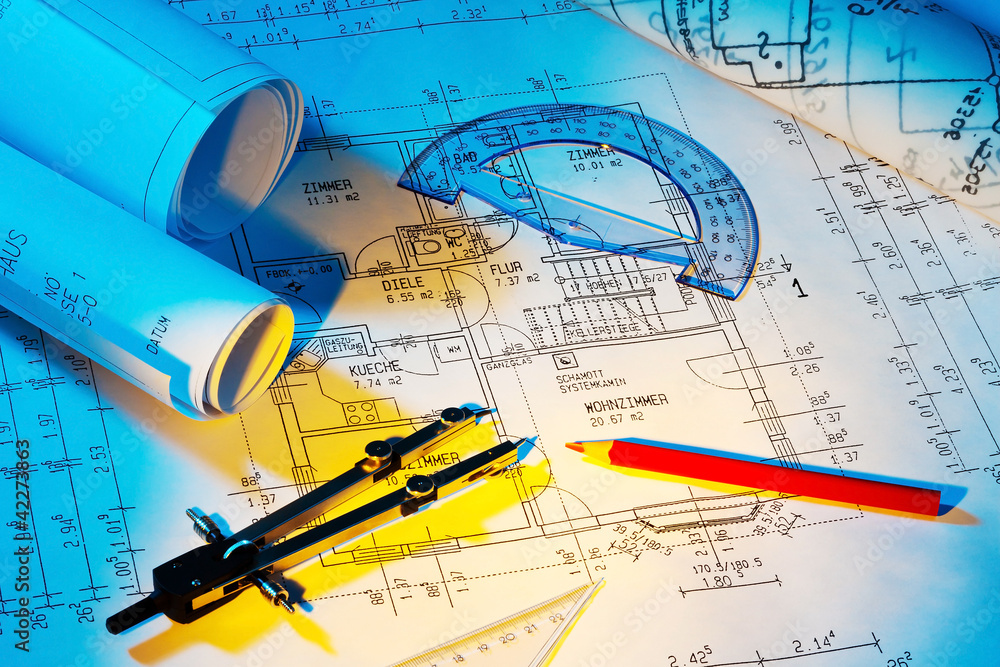 Bauplan eines Wohnhauses. Hausbau Stock Photo | Adobe Stock