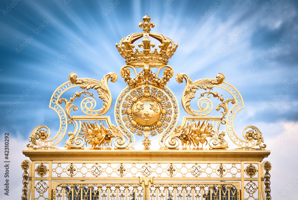 Golden gate of Chateau de Versailles. Paris, France, Europe. Stock ...