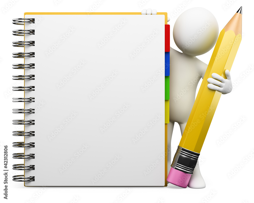3D white people. Notepad Stock Illustration | Adobe Stock