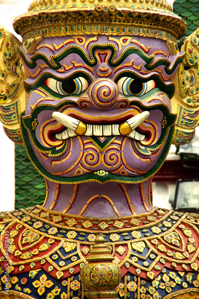 Demon Guardian and Architecture of Grand Palace, Bangkok Stock Photo ...