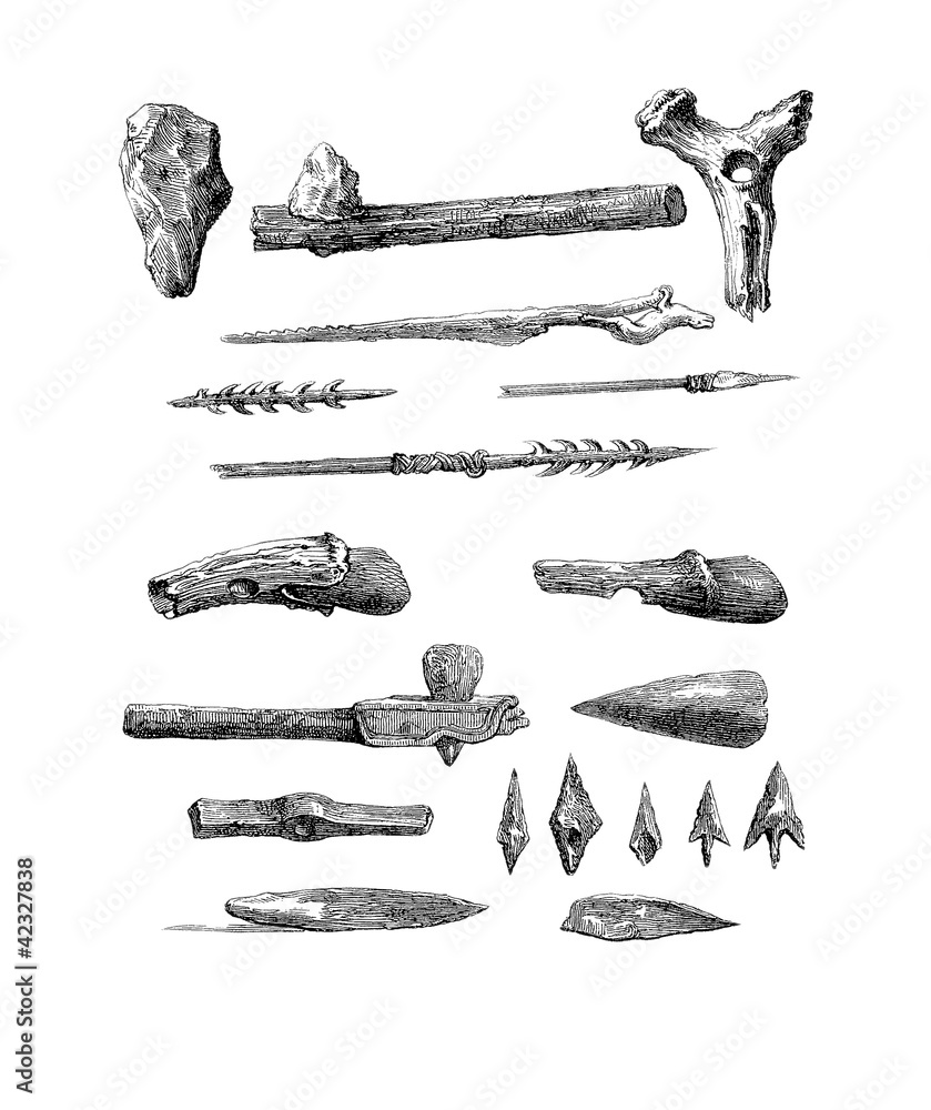 Stone Age Weapons - Armes - Waffen Stock Illustration | Adobe Stock