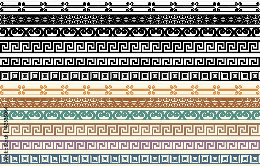 Greek Border Pattern Design Elements set Stock Vector | Adobe Stock