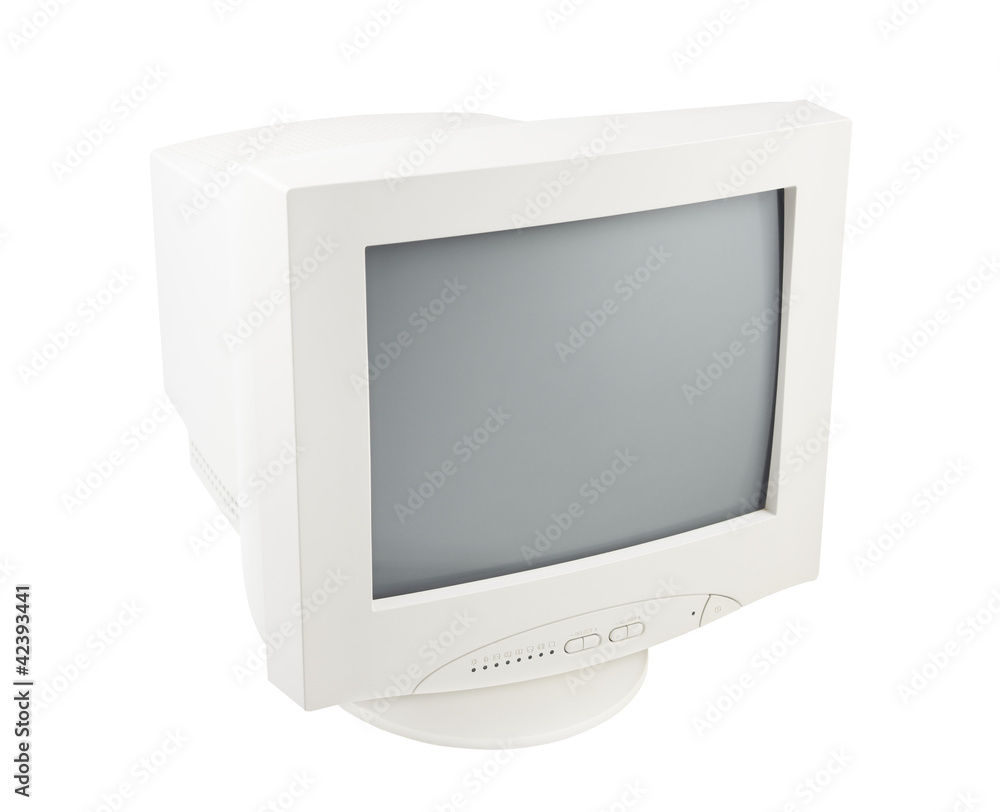 Old Pc Crt Monitor Screen Display isolated white background Stock Photo ...