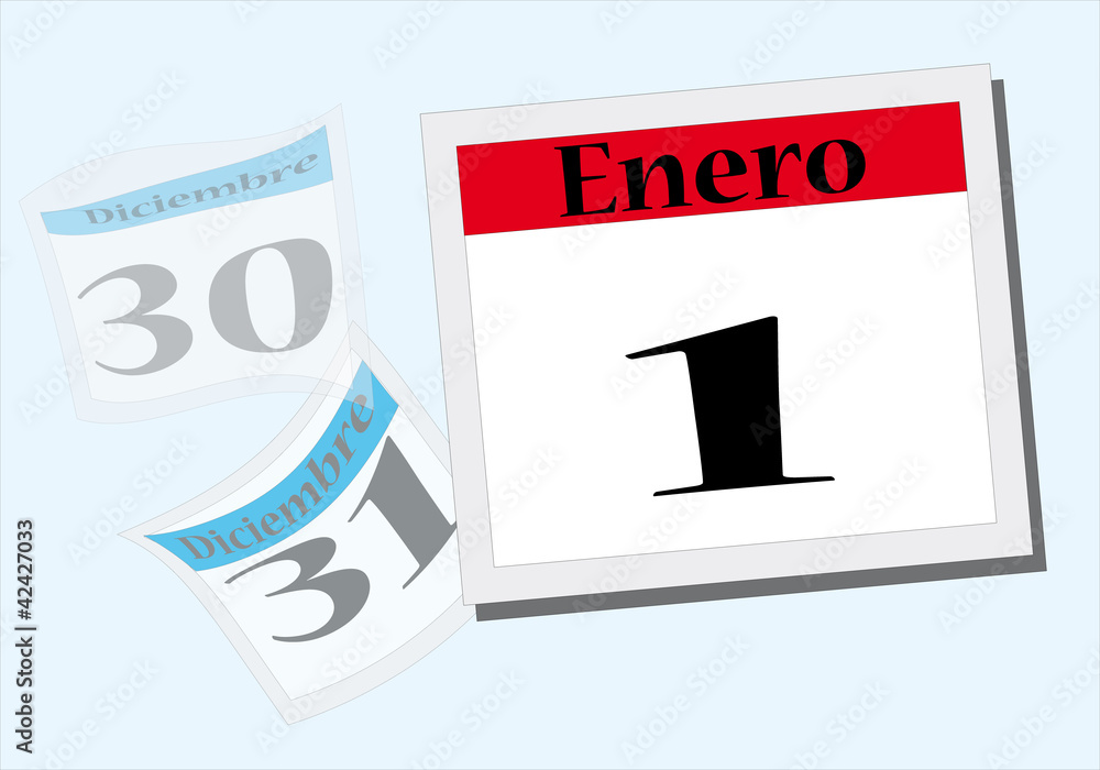 Comenzar el nuevo año 1 de enero vector de Stock | Adobe Stock