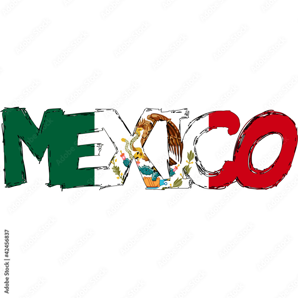Mexico Flag Text Stock Vector | Adobe Stock