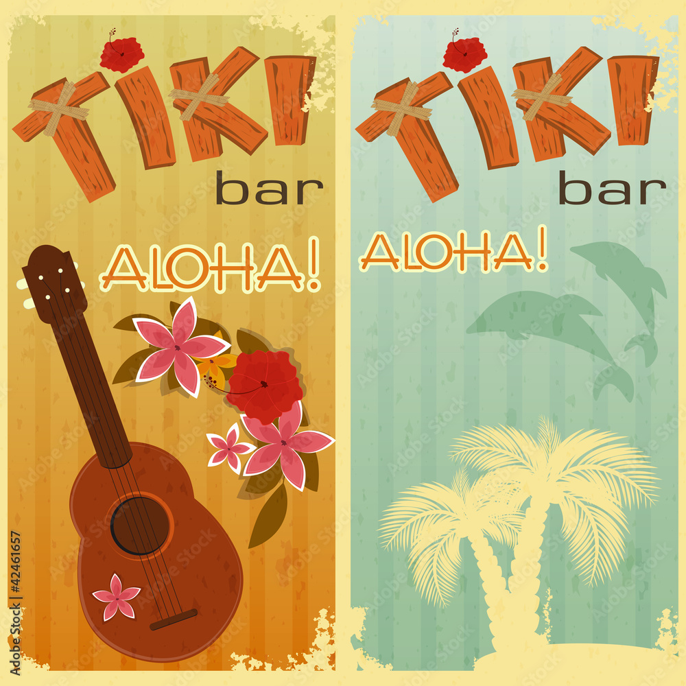 two cards for Tiki bars Stock Vector | Adobe Stock