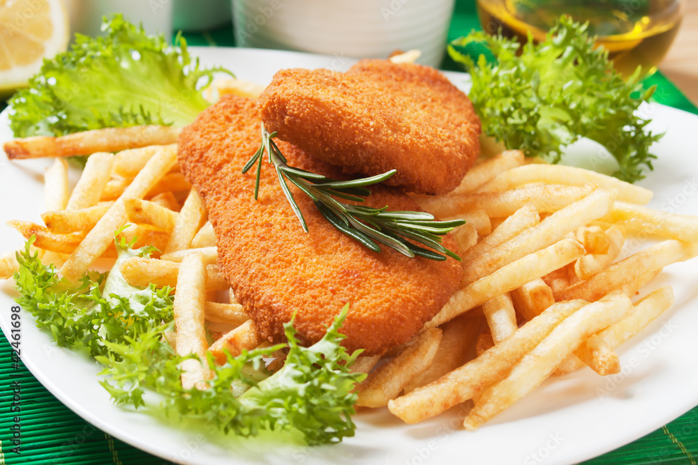 Breaded fish and french fries Stock Photo | Adobe Stock