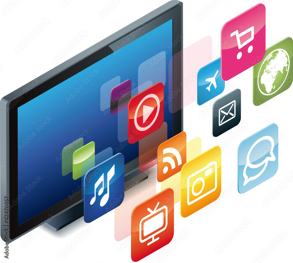 Vector Illustration SmartTV with Icons Stock Vector | Adobe Stock