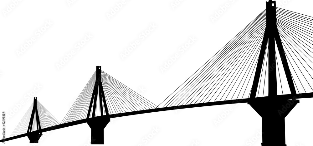 Cable-stayed bridge, Rion Antirion bridge Stock Vector | Adobe Stock