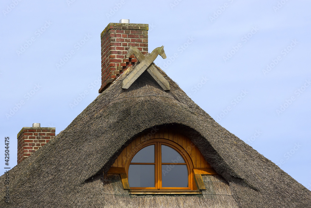 Norddeutsches Hausdach mit Reetdeckung Stock Photo | Adobe Stock