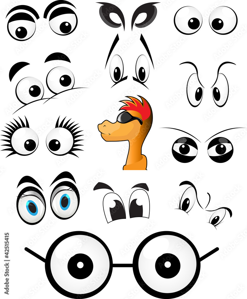 character set of cartoon eyes vector illustrations Stock Vector | Adobe ...