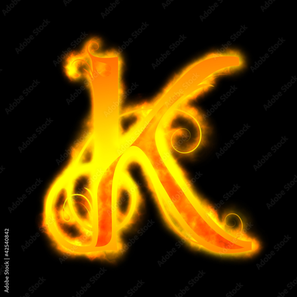 red fiery letters, K Stock Illustration | Adobe Stock