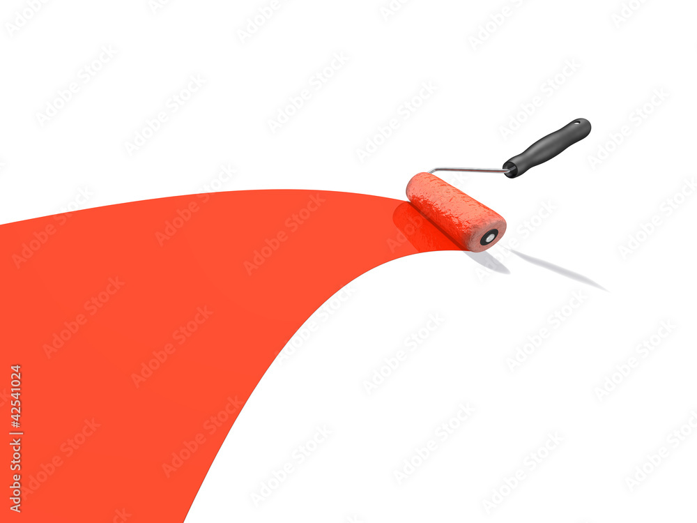 mit Farbrolle rote Farbe streichen Stock-Illustration | Adobe Stock