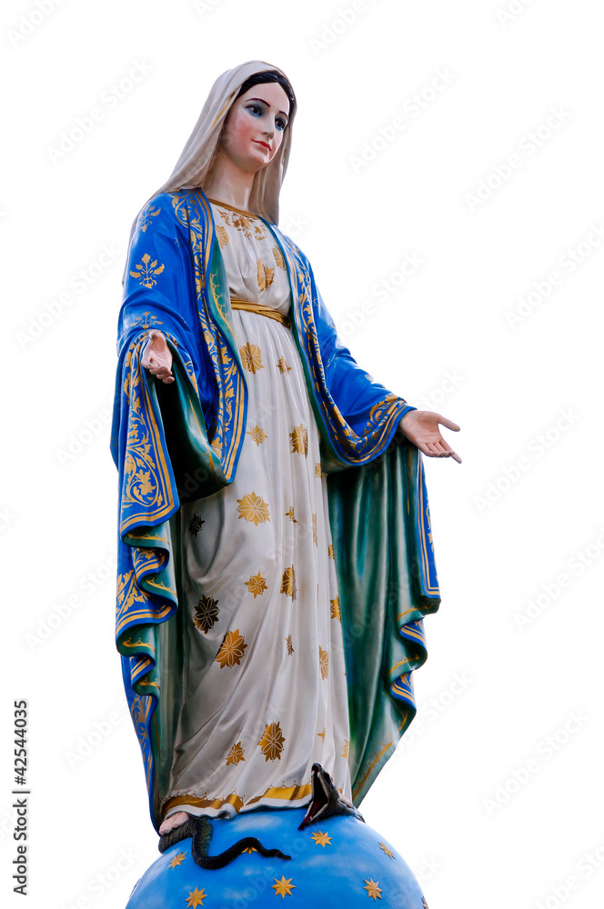 Virgin mary statue on white background Stock Photo | Adobe Stock