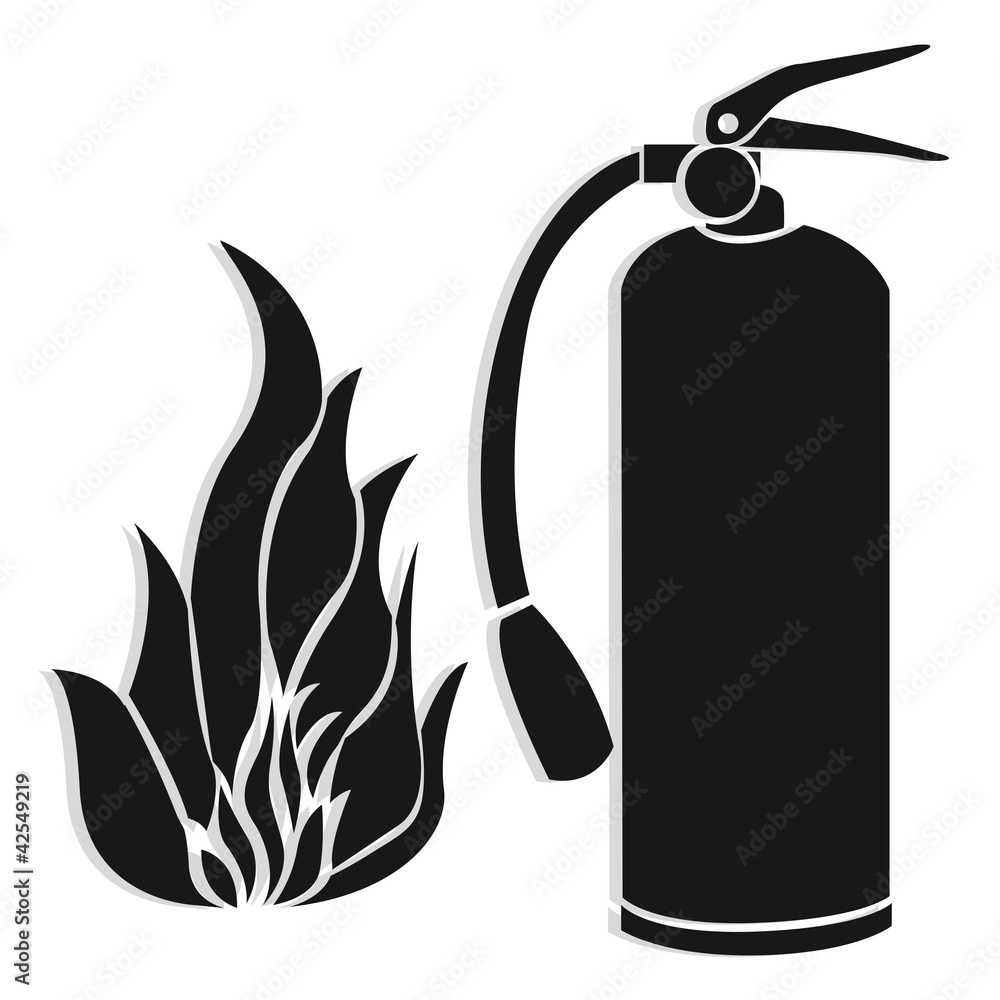 Silhouette of fire extinguisher with flare Stock Vector | Adobe Stock
