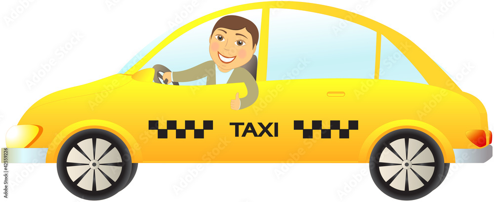 cartoon isolated taxi car with driver thumb up Stock Vector | Adobe Stock
