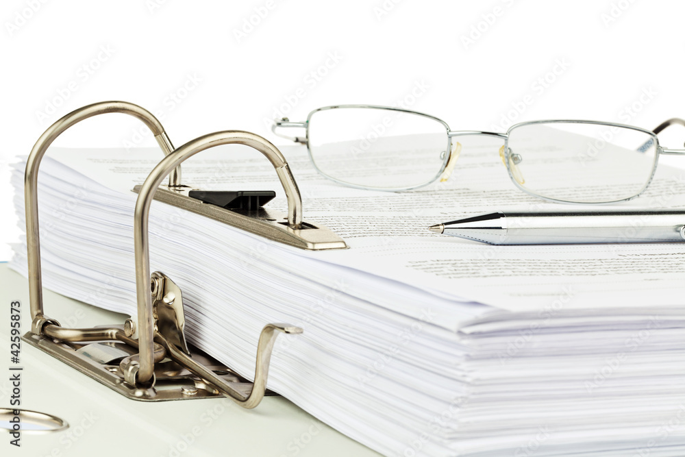 Akten Ordner mit Schriftstücken und Dokumenten Stock-Foto | Adobe Stock