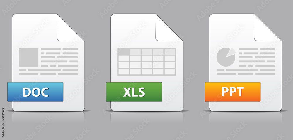 Icons for office file extensions Stock Vector | Adobe Stock