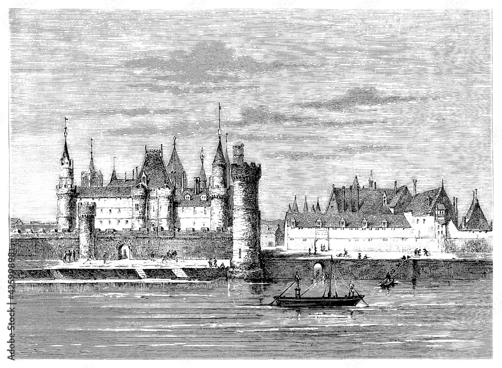 The medieval Louvre - Paris (France) ilustración de Stock | Adobe Stock