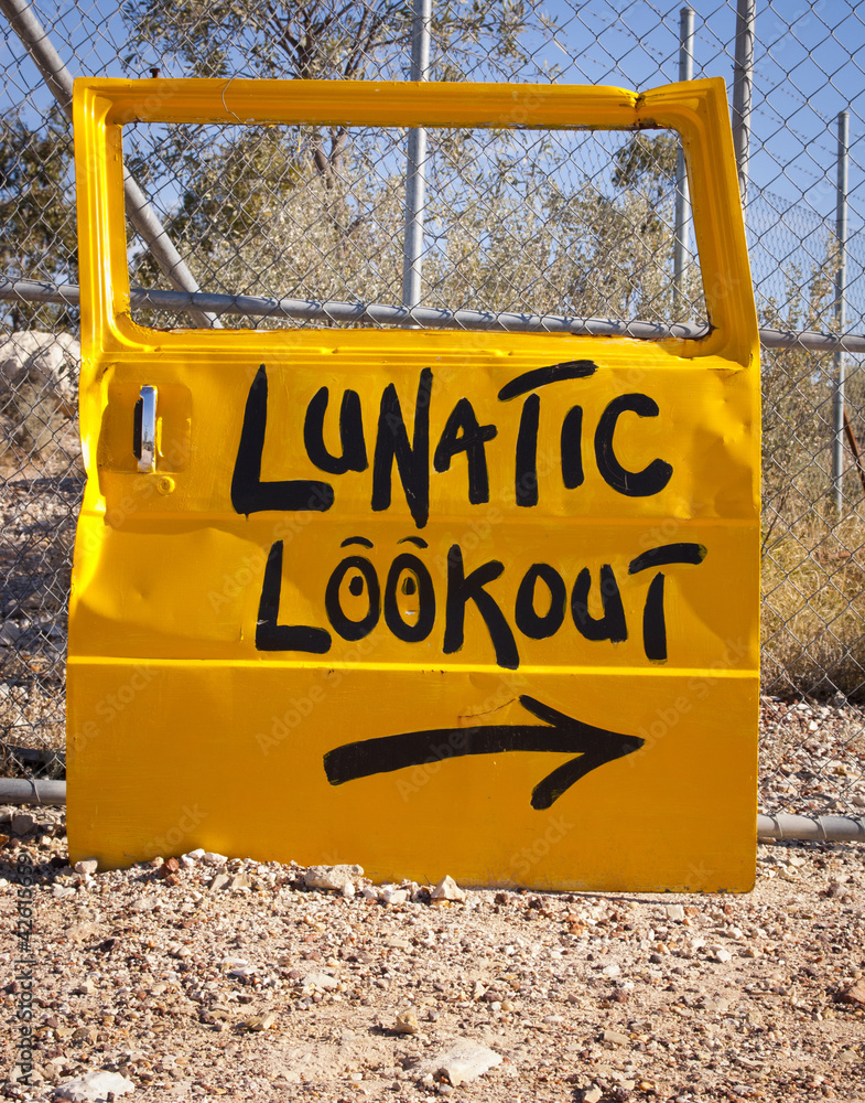 Classic Australian outback bush humour with a car door pointing to ...