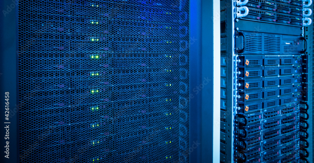 Server rack cluster in a data center Stock Photo | Adobe Stock