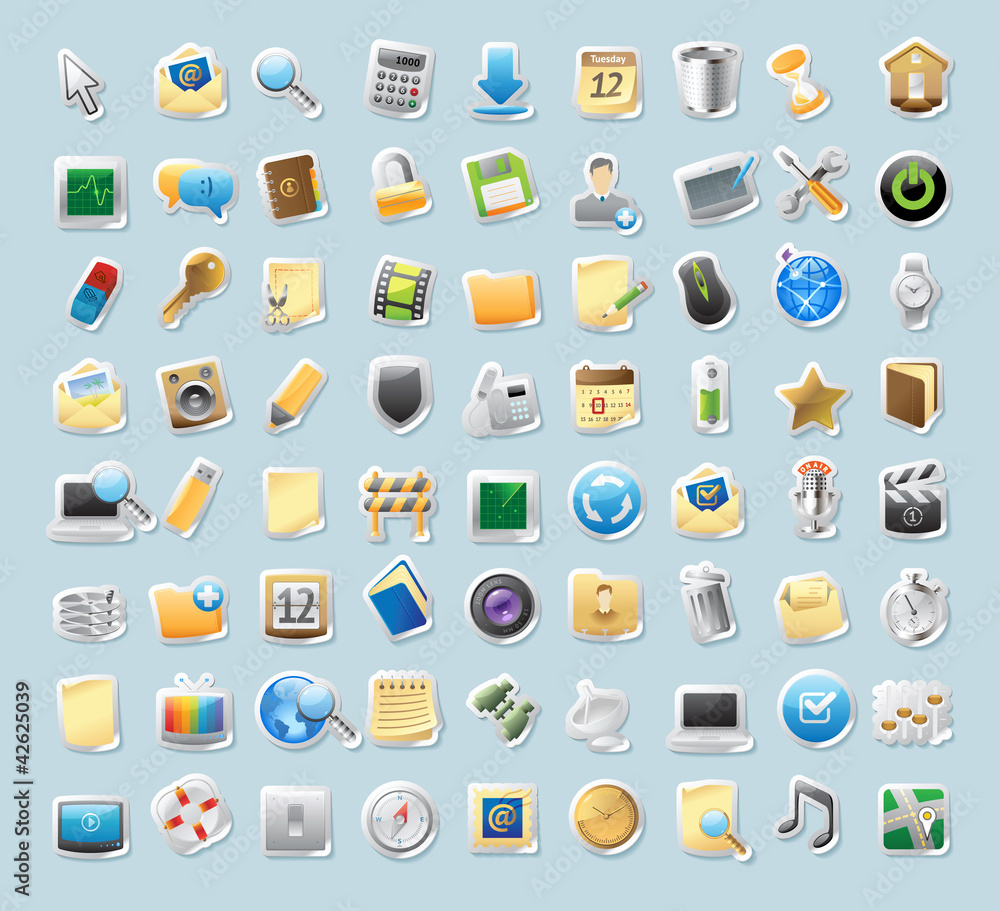 Sticker icons for signs and interface Stock Vector | Adobe Stock Sticker icons for signs and interface Stock Vector | Adobe Stock