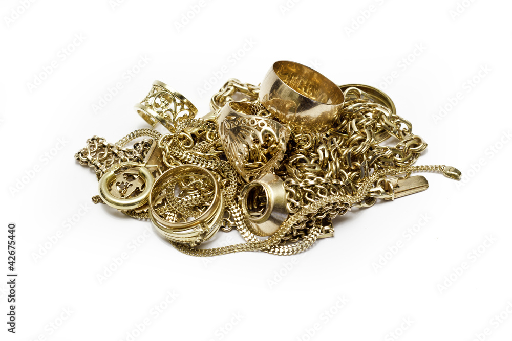 Scrap gold jewelry Stock Photo | Adobe Stock