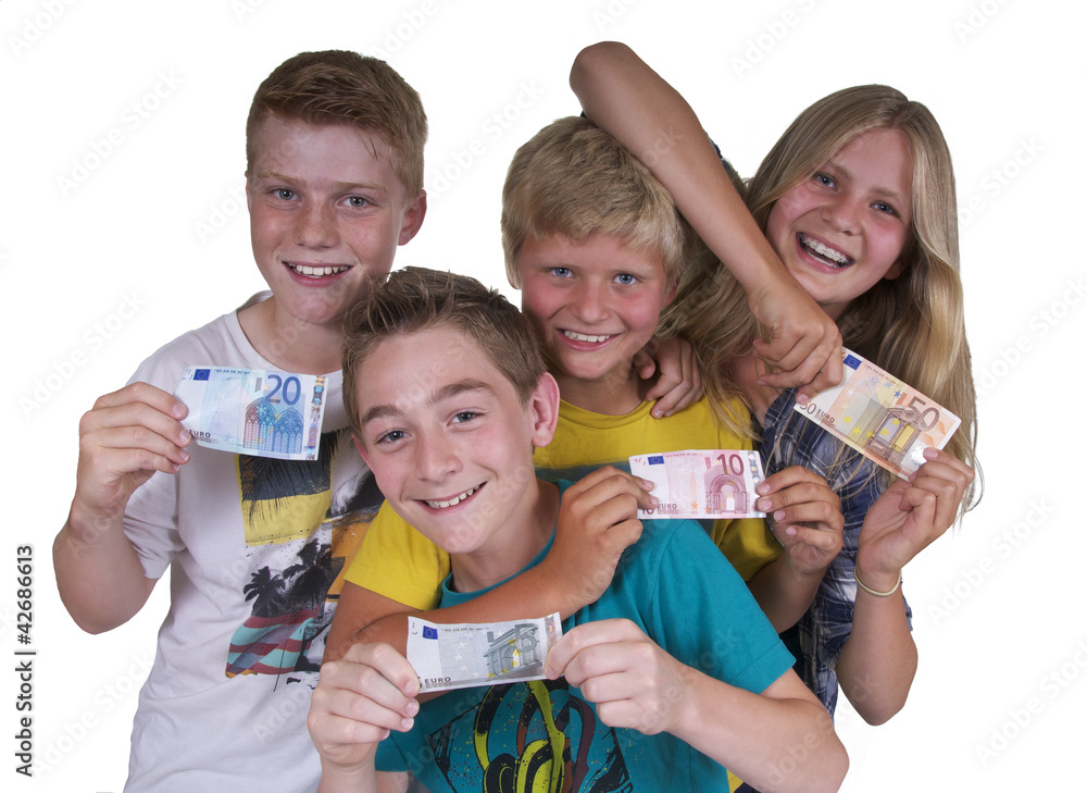 Kids mit Geldscheinen Stock-Foto | Adobe Stock