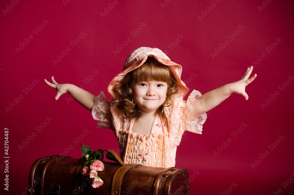 Little girl waving hands Stock Photo | Adobe Stock