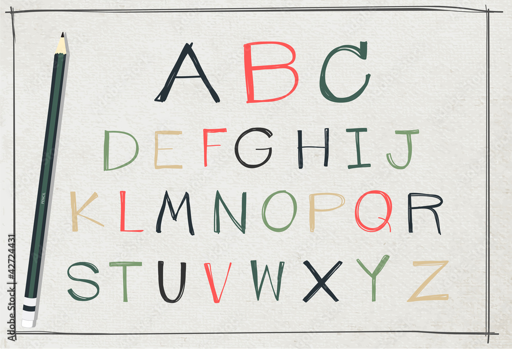 Vector alphabet handwriting on old paper texture Stock Vector | Adobe Stock