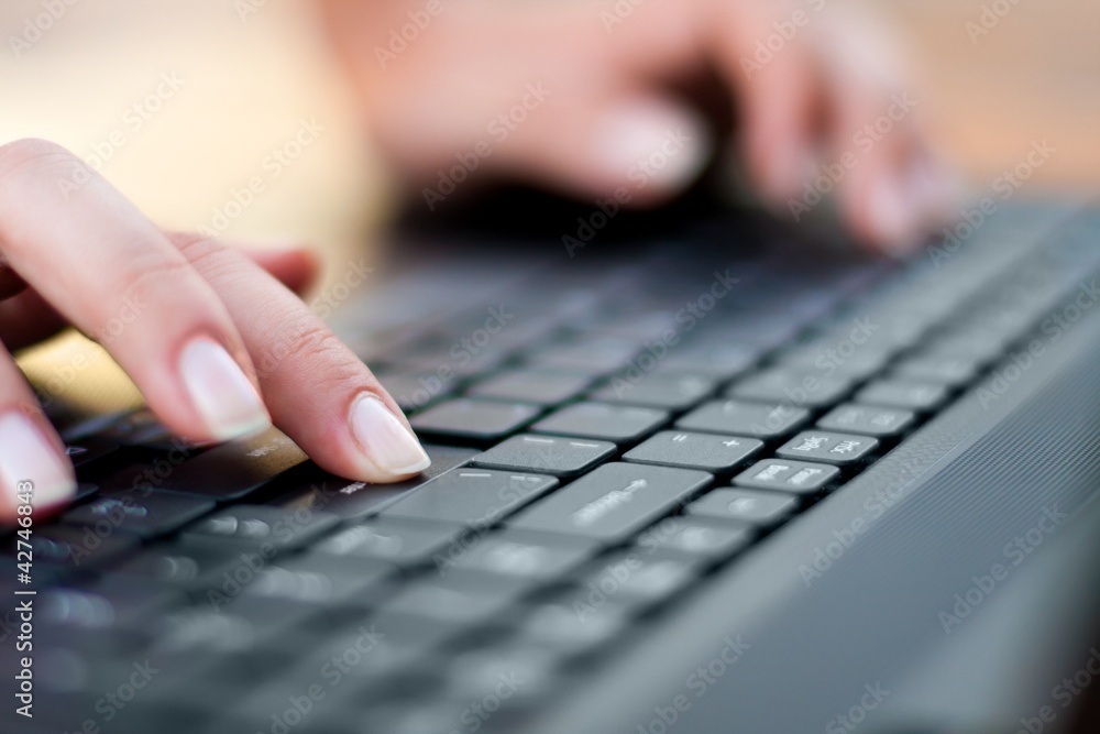Typing on the keyboard - Enter button Stock Photo | Adobe Stock