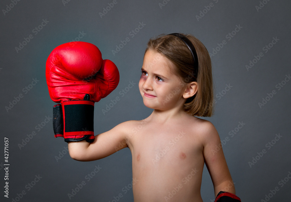 child ready for olimpic boxing game Stock Photo | Adobe Stock