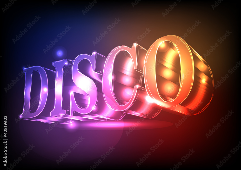 Neon word disco on black background Stock Vector | Adobe Stock