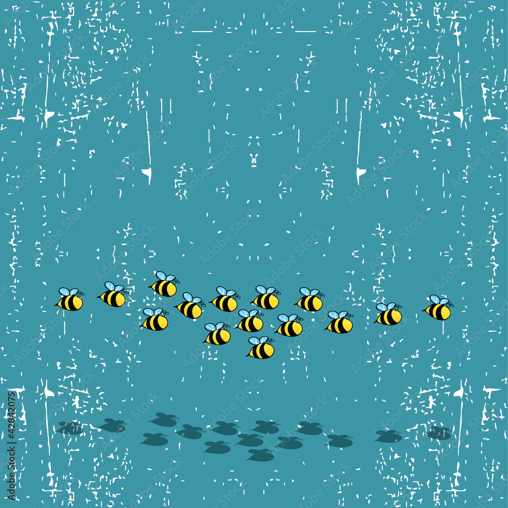 Animal retro background,cartoon bees flying with shadow Stock Vector ...